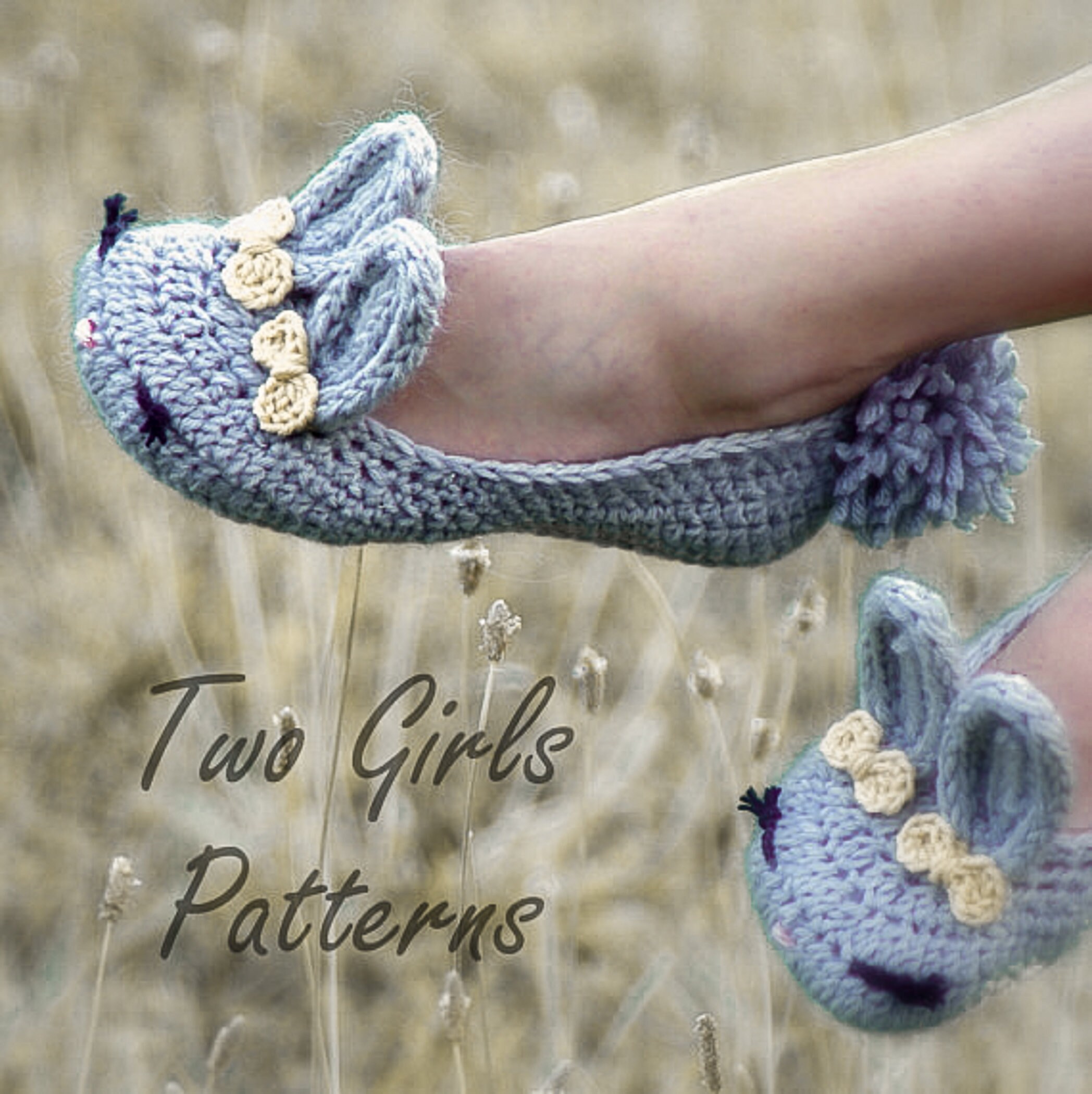 Crochet Pattern - Bunny House Slippers - Women's Sizes 5 - 10 - DIY ...