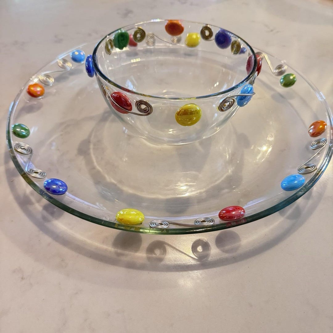 Vintage Dary Rees Glass Serving 13" Platter and 6"bowl and Spoon - Etsy