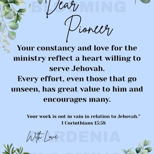 JW Pioneer Appreciation Printable Card - Etsy