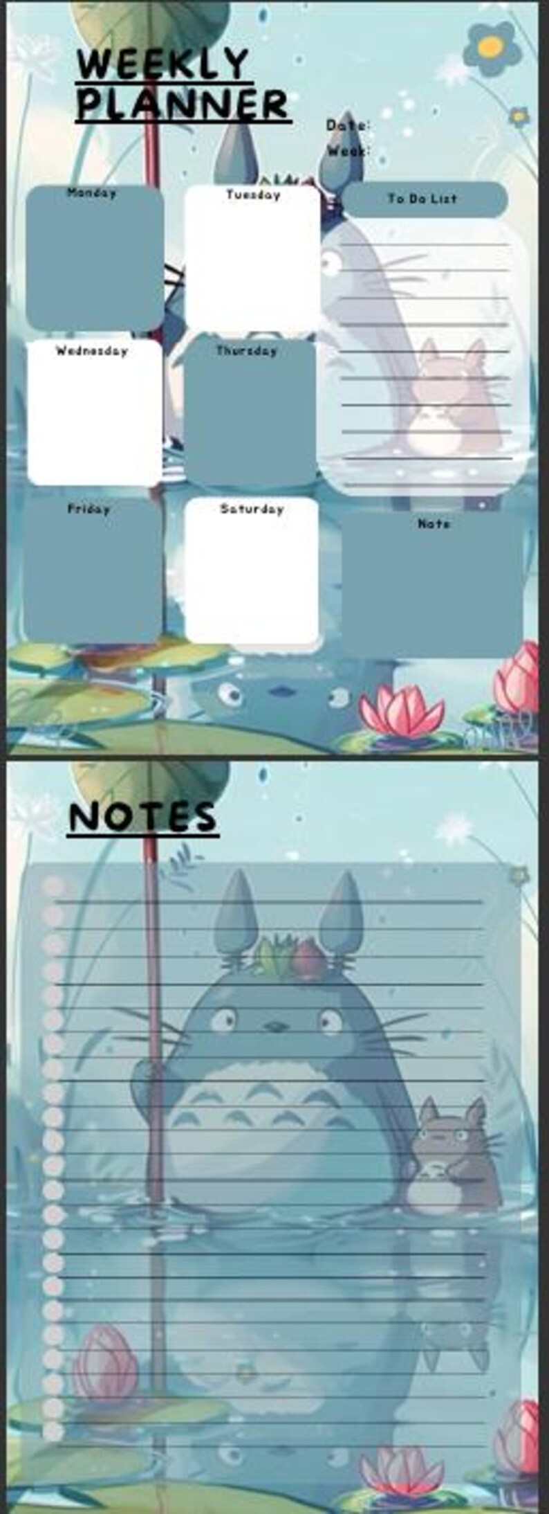 Totoro Undated Planner for Anime Lovers (digital Download) - Etsy