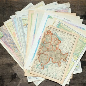 1/8 Lb of Vintage Map & Atlas Ephemera for Scrapbooking, Journaling ...