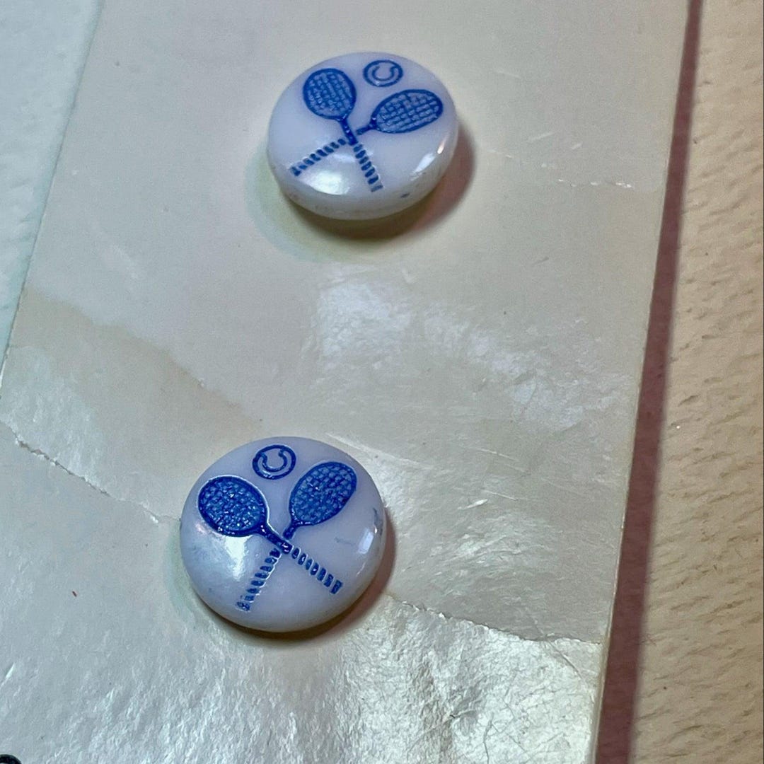 2 Tennis-themed 1980s Vintage Novelty Plastic Buttons | Shank Style ...