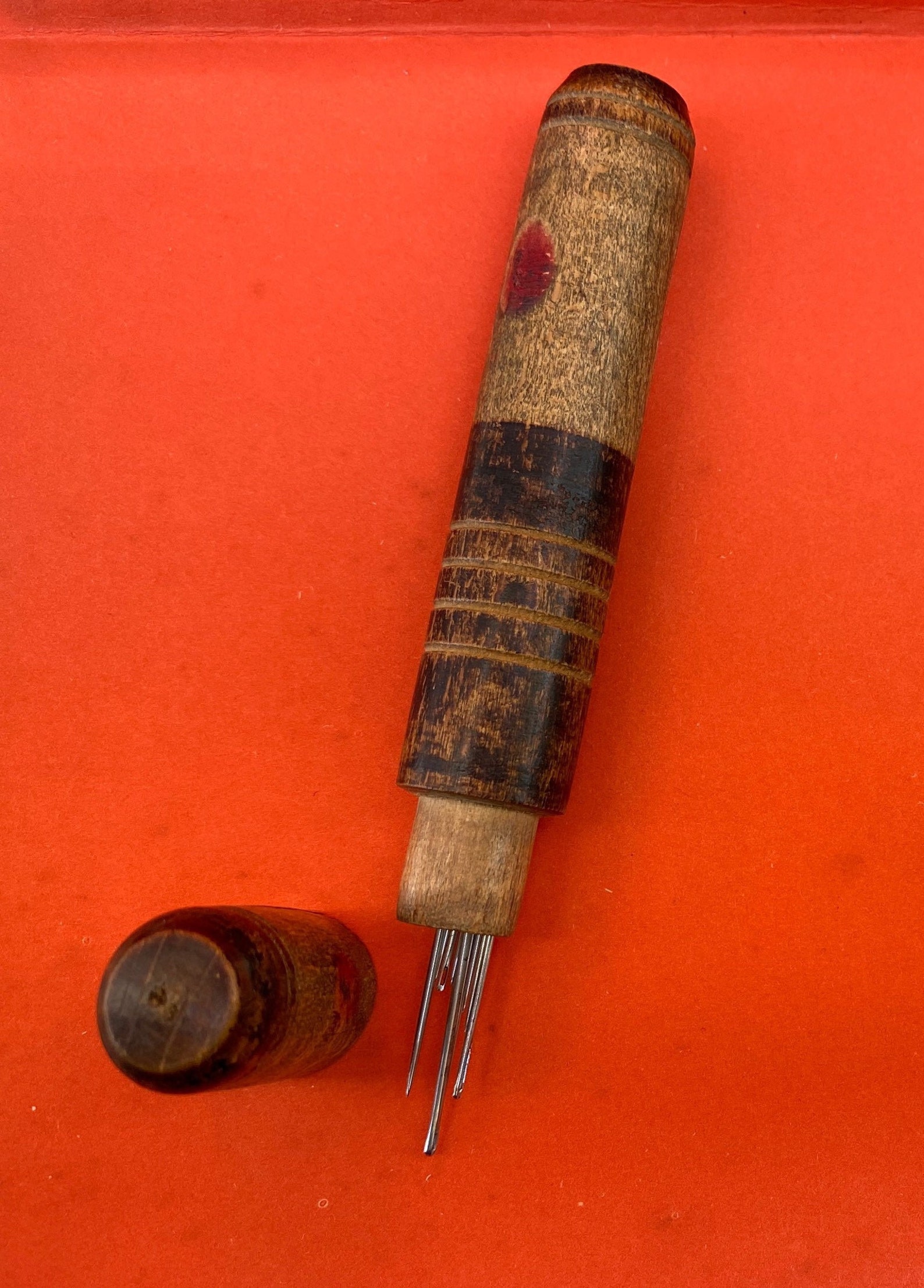 One vintage or antique wooden needle holder / storage case for | Etsy