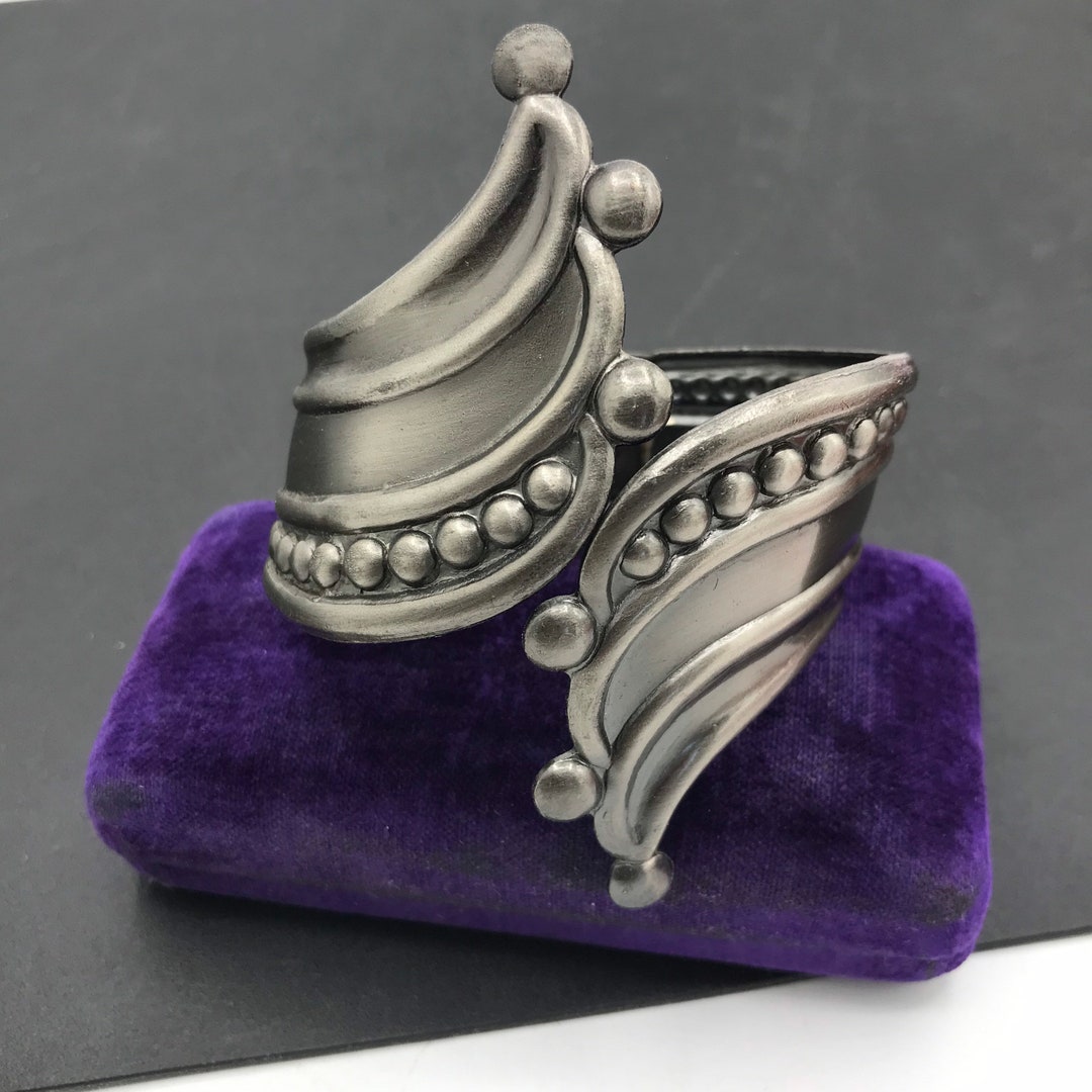 Vintage 3 1/2 Inch Bracelet, Wide Ornate Matte Silver Tone Metal ...