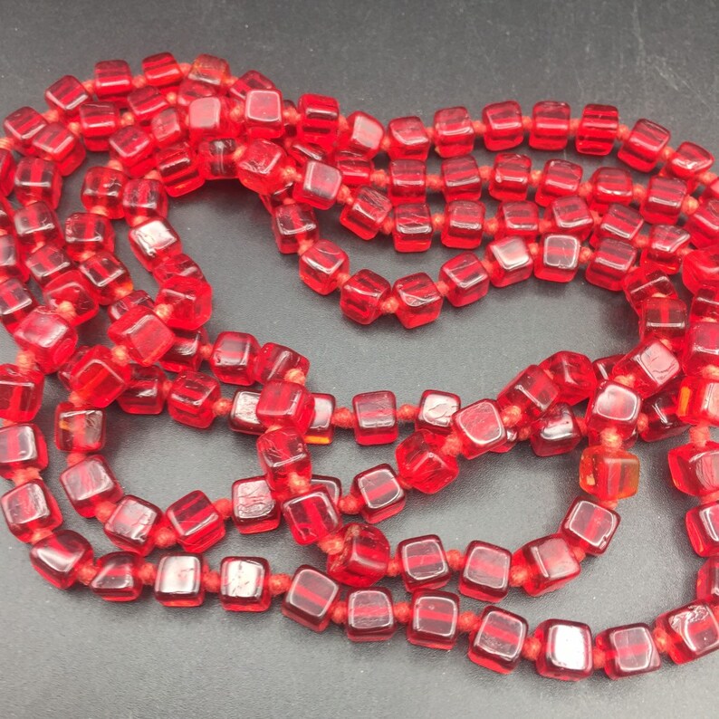 Stunning Long Flapper Crystal Glass Red Necklace 1950s 1960s - Etsy