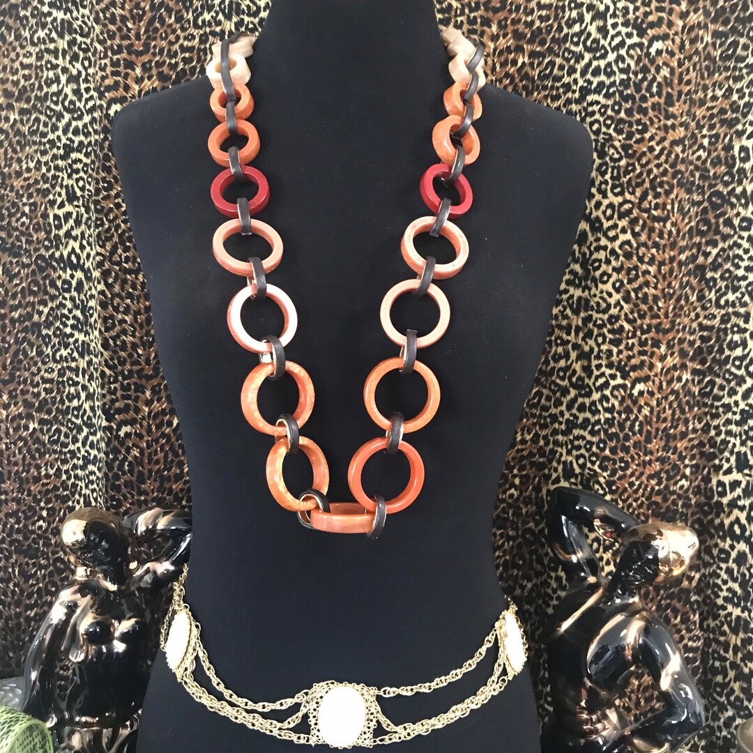 Long Plastic Lucite Chain Link Necklace Vintage Accessories - Etsy