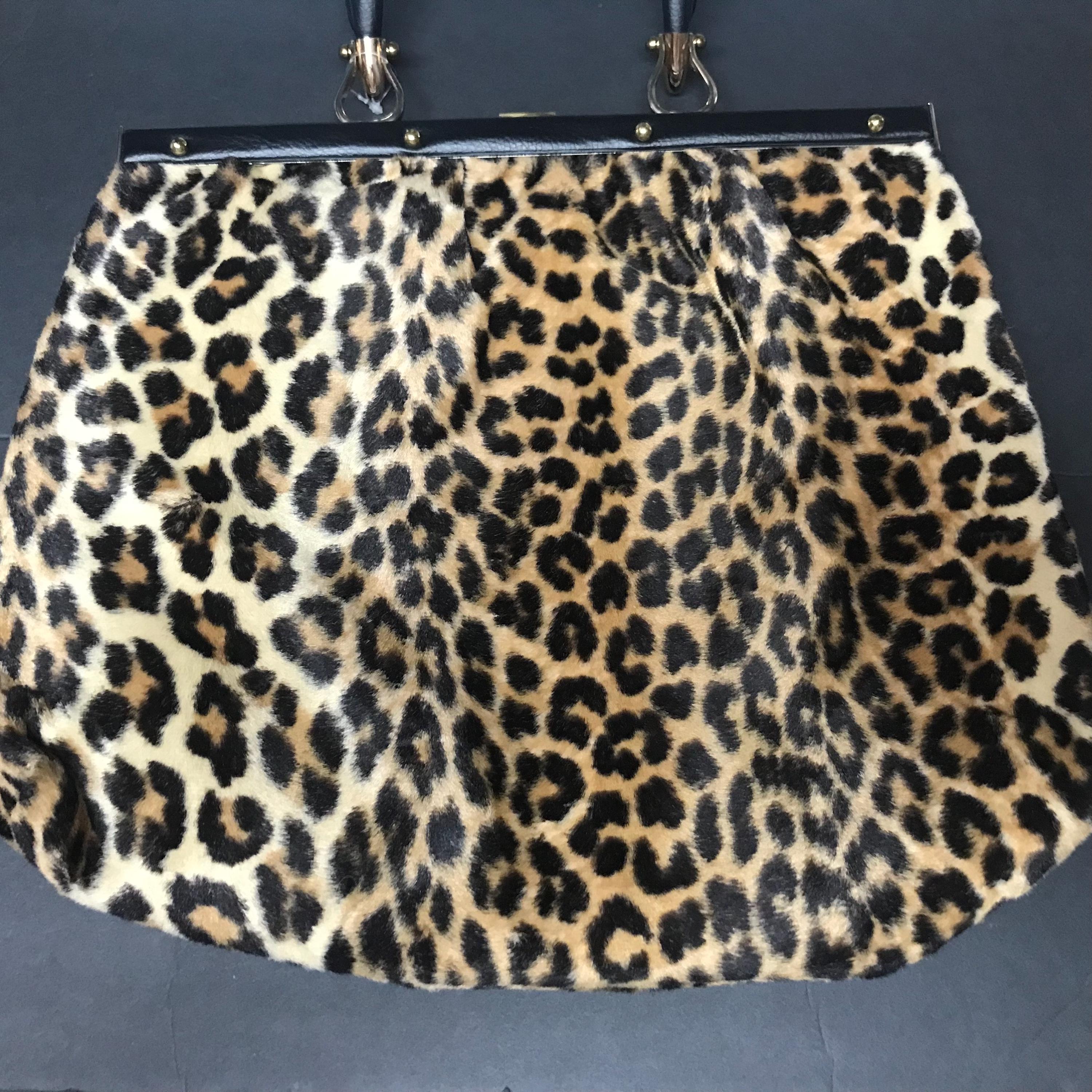 RONAY Leopard Purse MOD BEATNIK Vintage 1960s Cat Faux Fur Handbag ...