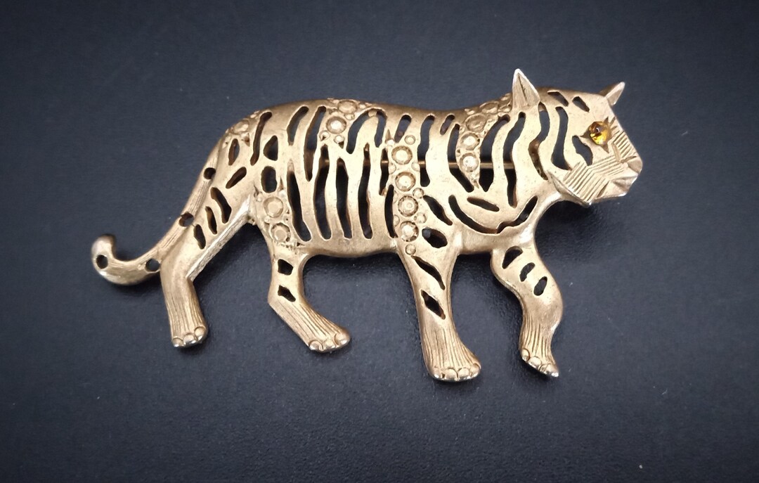 Vintage Tiger Brooch Pin - Etsy