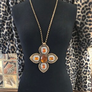 Darren Manus....nyc Designer Huge Rhinestone Glass Large Pendant Long ...