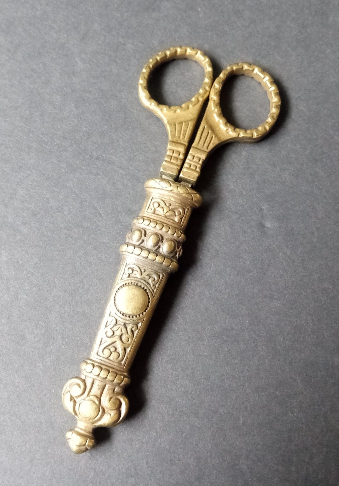 Antique Collectible Small Sewing Scissors With Sheath, Bronze Gold ...