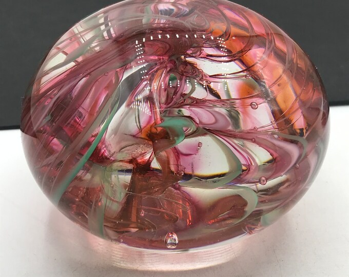 Very Pretty Heavy Glass Paperweight - Vintage Home Office Decor ...