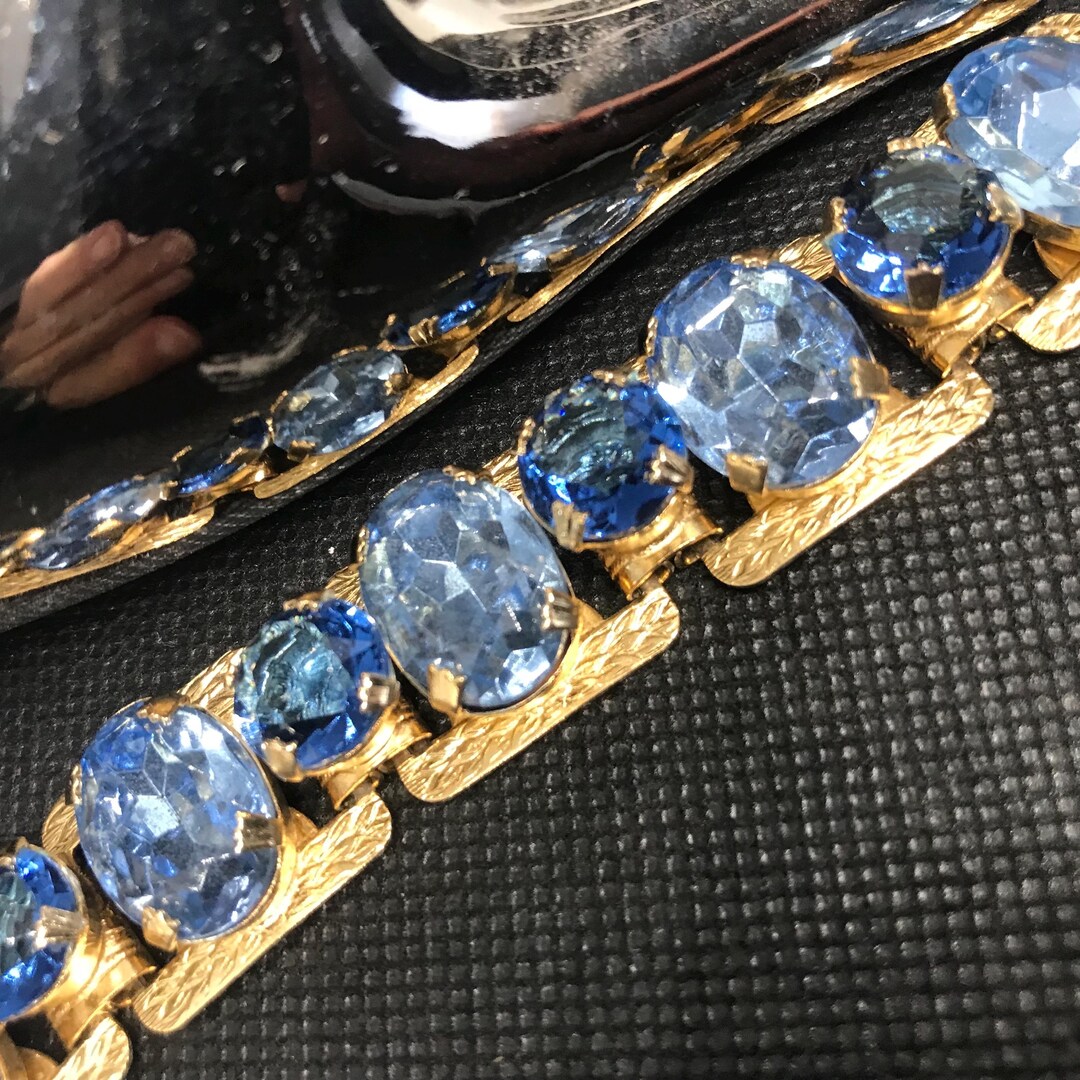 Very Pretty Blue Rhinestone Bracelet, Juliana Style High End 1940's ...