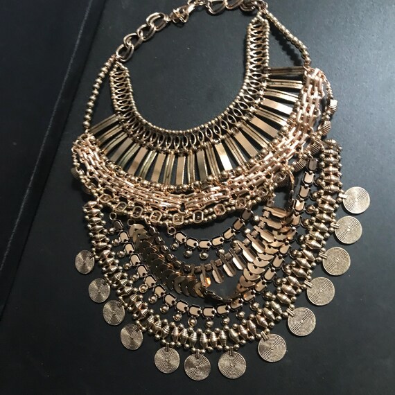 Vintage Rhinestone Huge Statement Bib Necklace - Gem