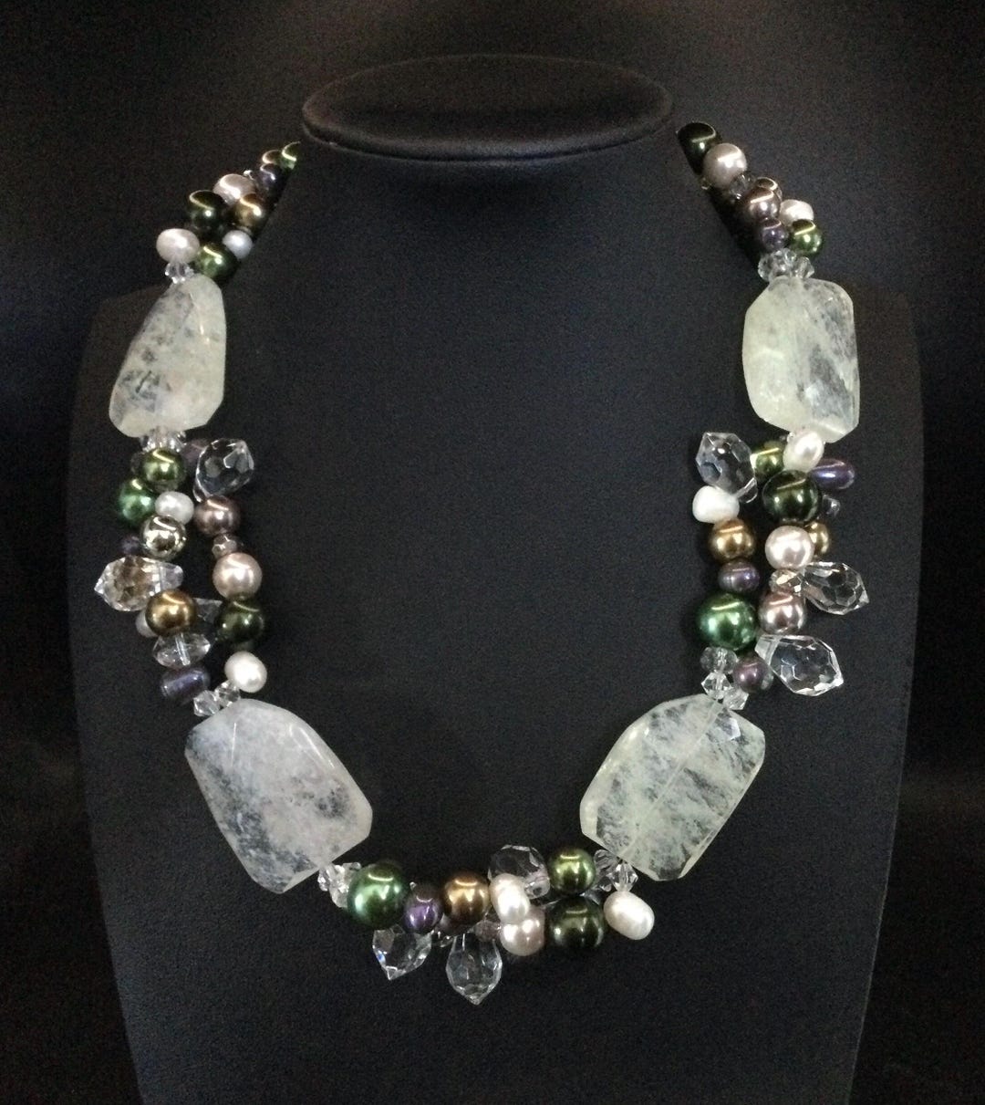 Vintage Real Clear Crystal Gem Stone Necklace - Etsy