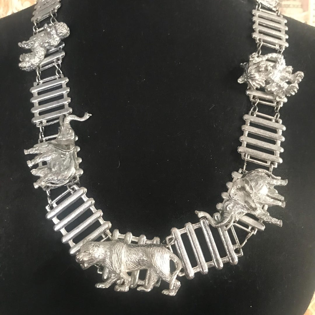 Vintage Chunky Animal Belt, Elephant, Panther, Poodle, Tiger Chain Belt ...