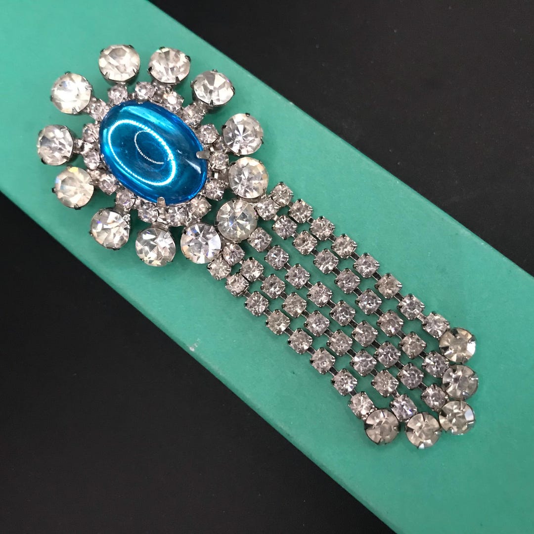 Kandell & Marcus N.Y. Vintage Aqua Blue Rhinestone Mogul Cabochon ...