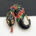Vintage Black Red Green Enamel Snake Brooch Retro Accessories Mad Men ...