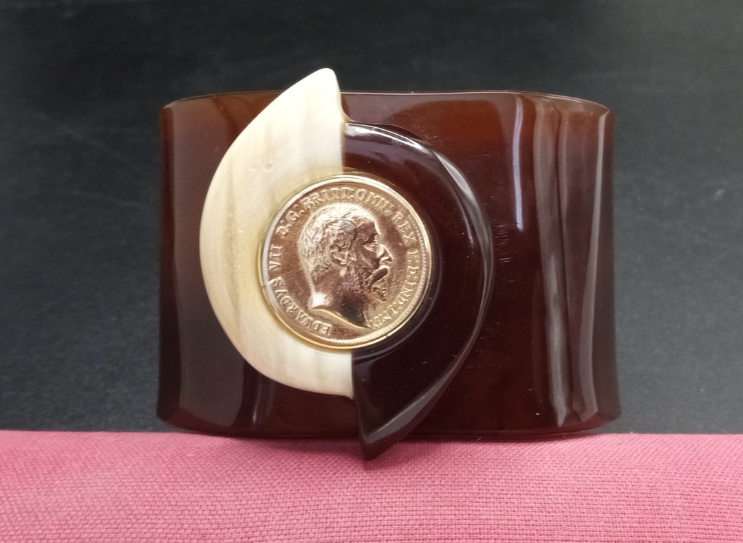 Vintage Lucite Chunky Coin Cuff Bracelet, High End Collectible Jewelry ...