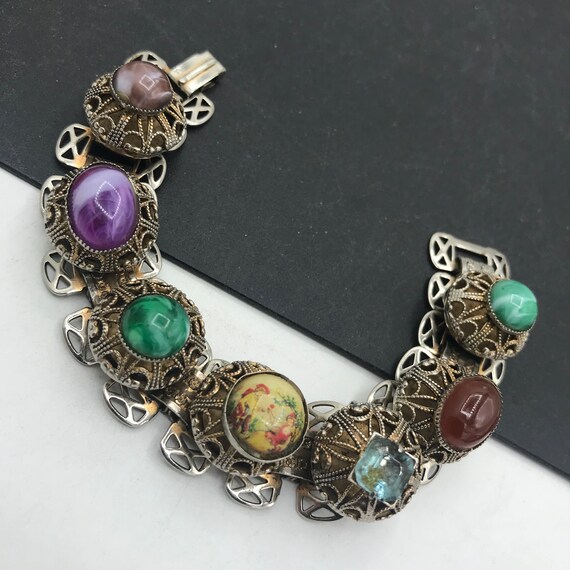 Vintage Victorian Lover's Chunky Wide Glass Stone Bra… - Gem