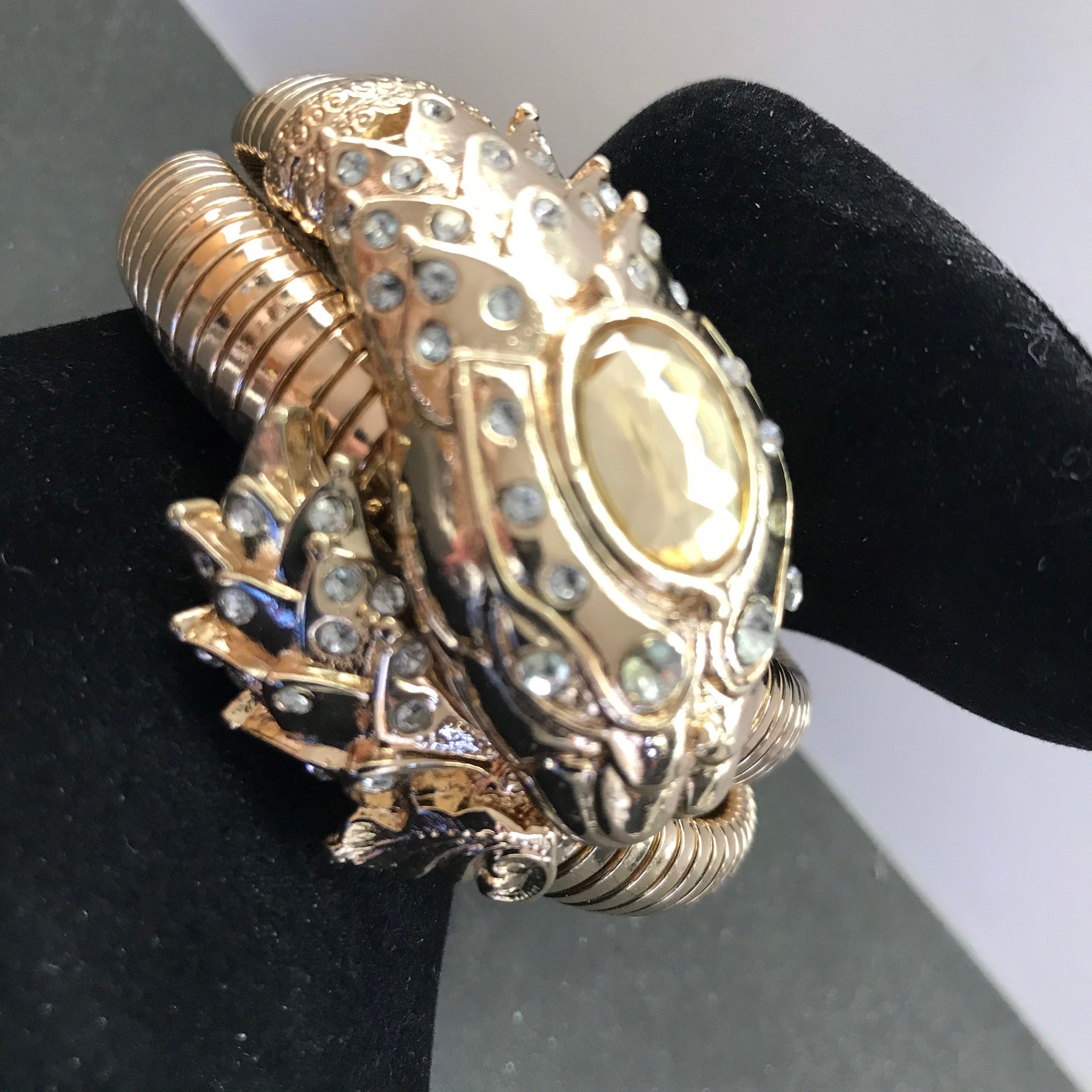 Vintage Mythological Snake Creature Rhinestone Bangle Bracelet - Etsy