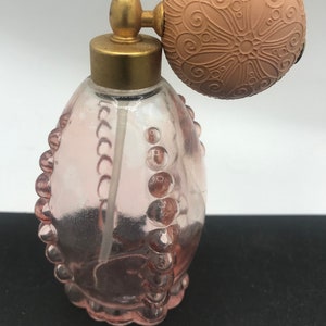 Vintage Perfume Bottle ** Pink Glass Atomizer ** 50's 60's Mad Men Mod ...