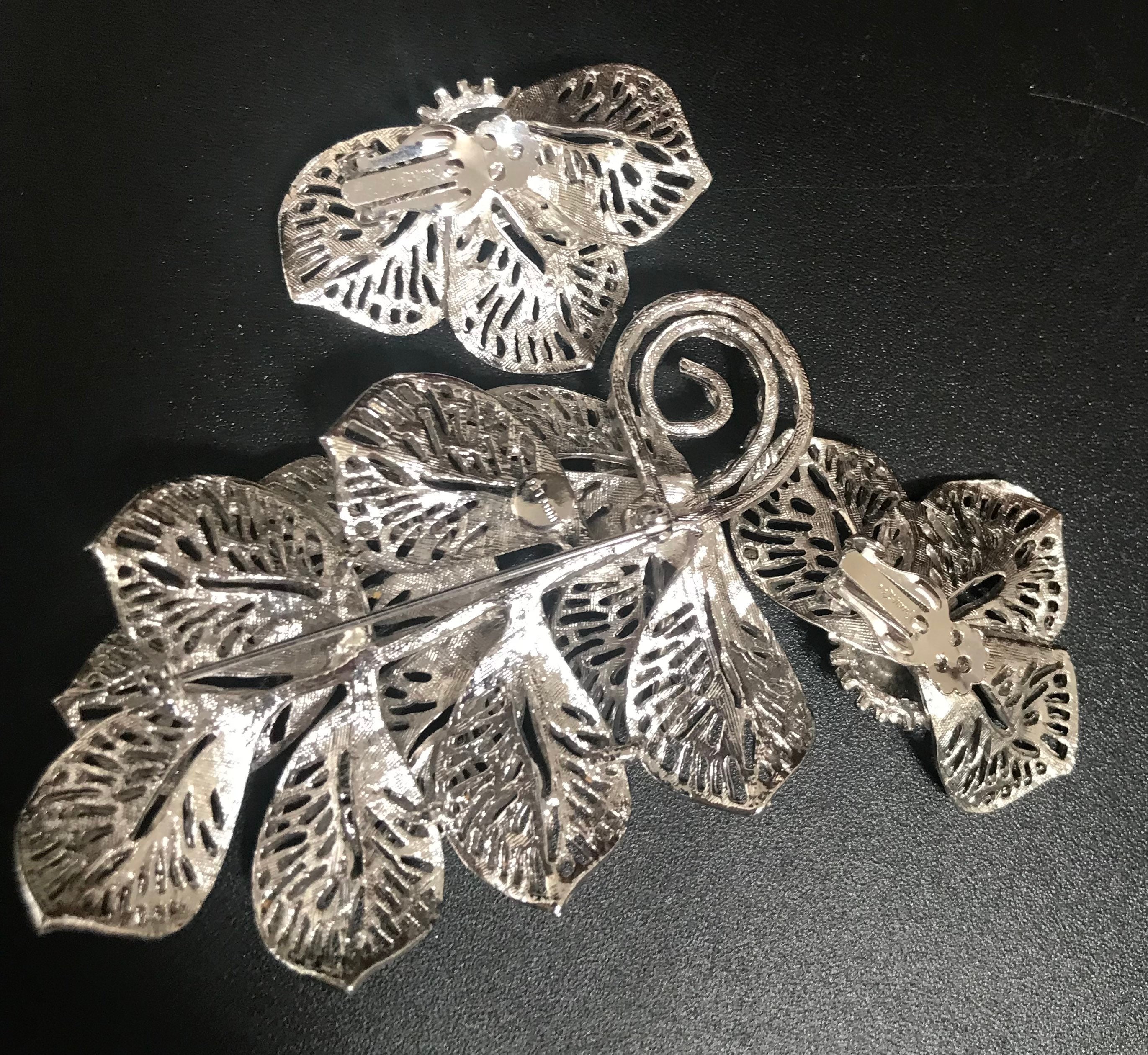 JUDY LEE Jewelry Set Vintage Floral Large Brooch Earring, Designer ...
