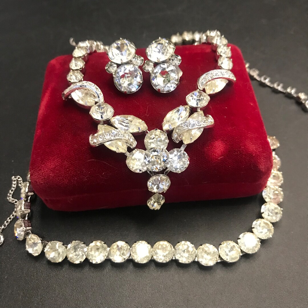 Eisenberg Vintage Rhinestone Necklace Bracelet Earring Jewelry Set ...