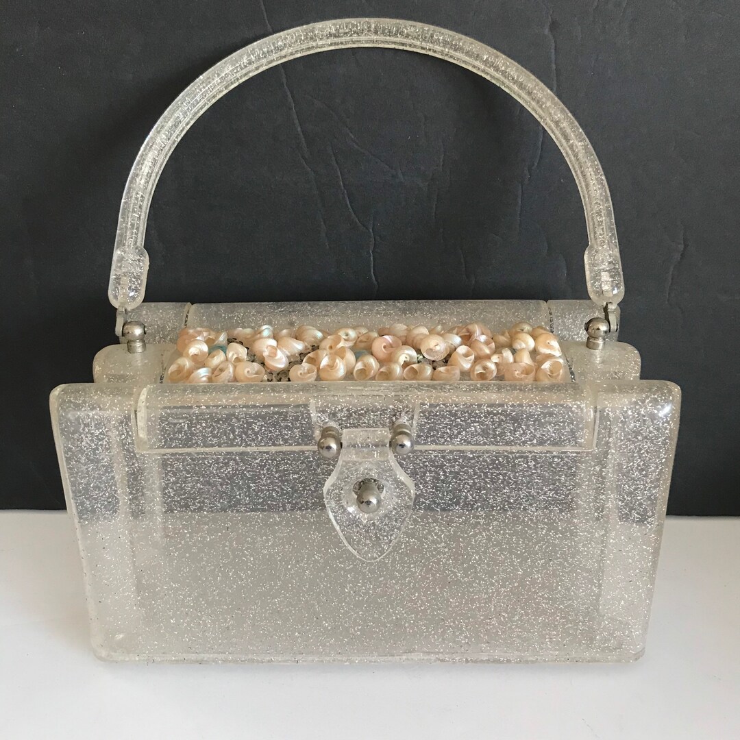 1940s 1950s Clear White Gold Glitter Hard Plastic Case - Etsy