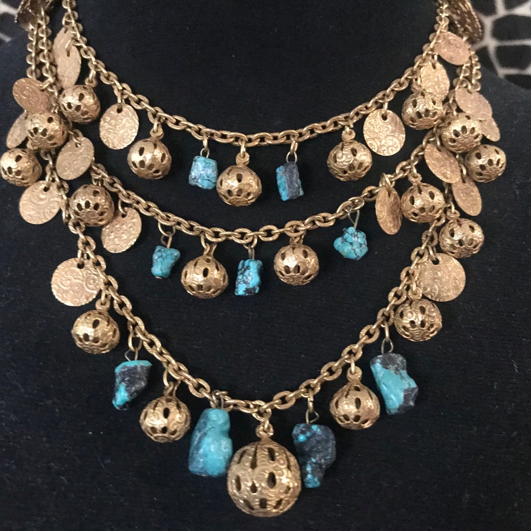 Art Deco 3 Strand Antique Bib Necklace, 1930s 1940s Collectible Jewelry ...