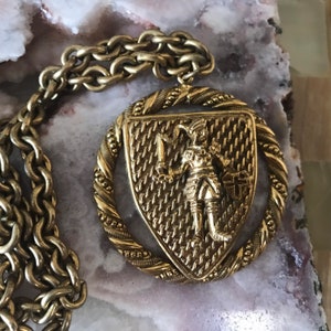 Vintage Heraldic Shield Coat of Arms Style Gold Tone Metal Pendant ...
