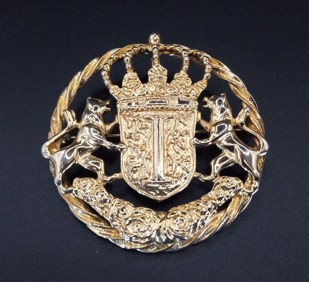 Ivana Vintage Designer Signed Crown Pendant Brooch Pin, 1980's 1990's ...
