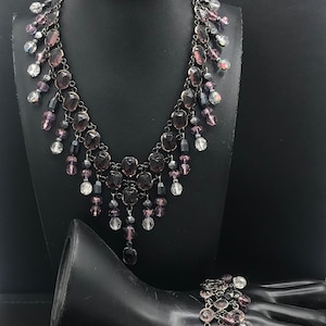 Cynthia Jean Vintage Purple Glass Necklace Bracelet Set * Demi Parure ...