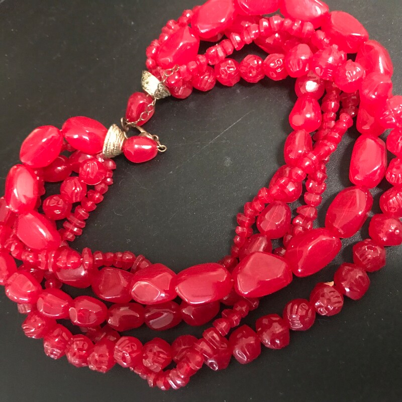 Red Bead Necklace - Etsy