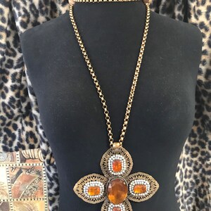 Darren Manus....nyc Designer Huge Rhinestone Glass Large Pendant Long ...