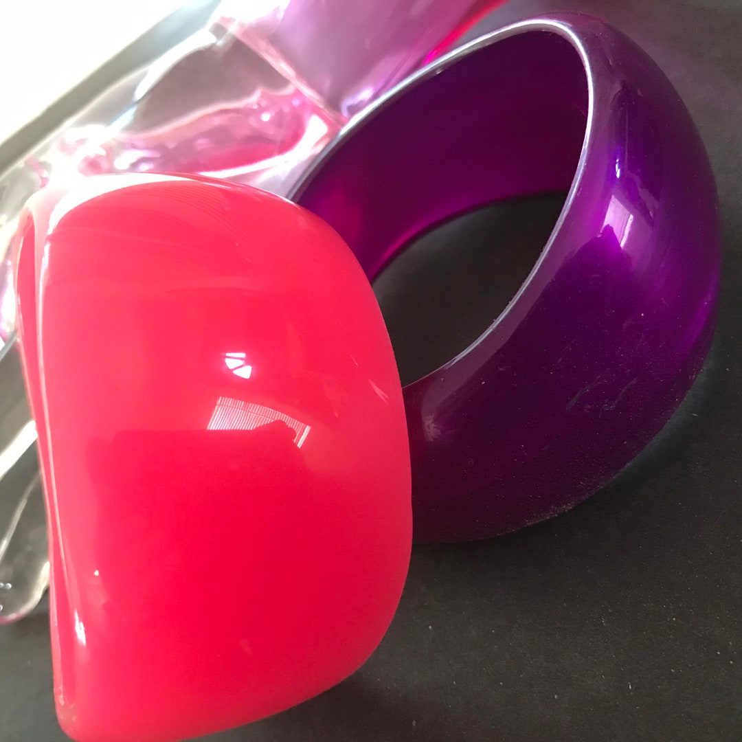 Pink & Purple Bangle, Bracelet Set, Lot of 2 Bracelets, Fun Colorful ...