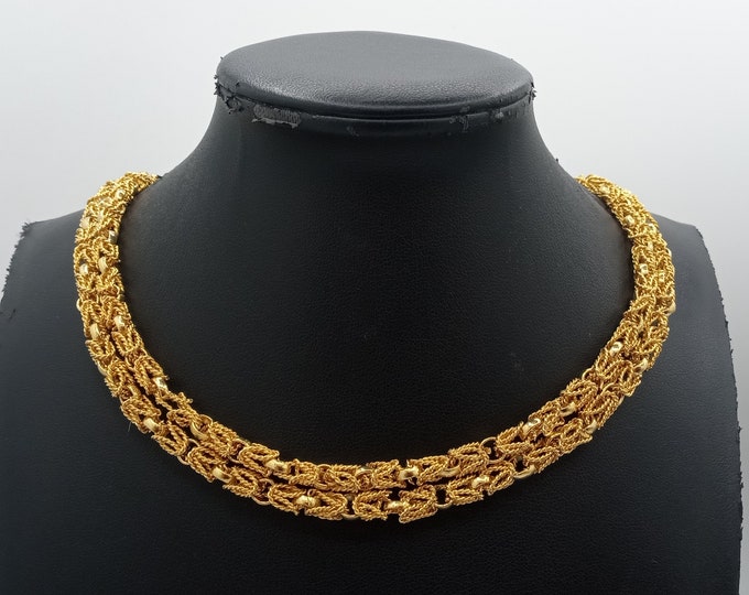 Vintage Long Ornate Detailed Gold Tone Necklace 1980's - Etsy