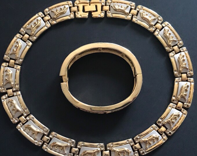 1980s Panther Collectible Jewelry Set, Vintage Cougar Costume Necklace ...