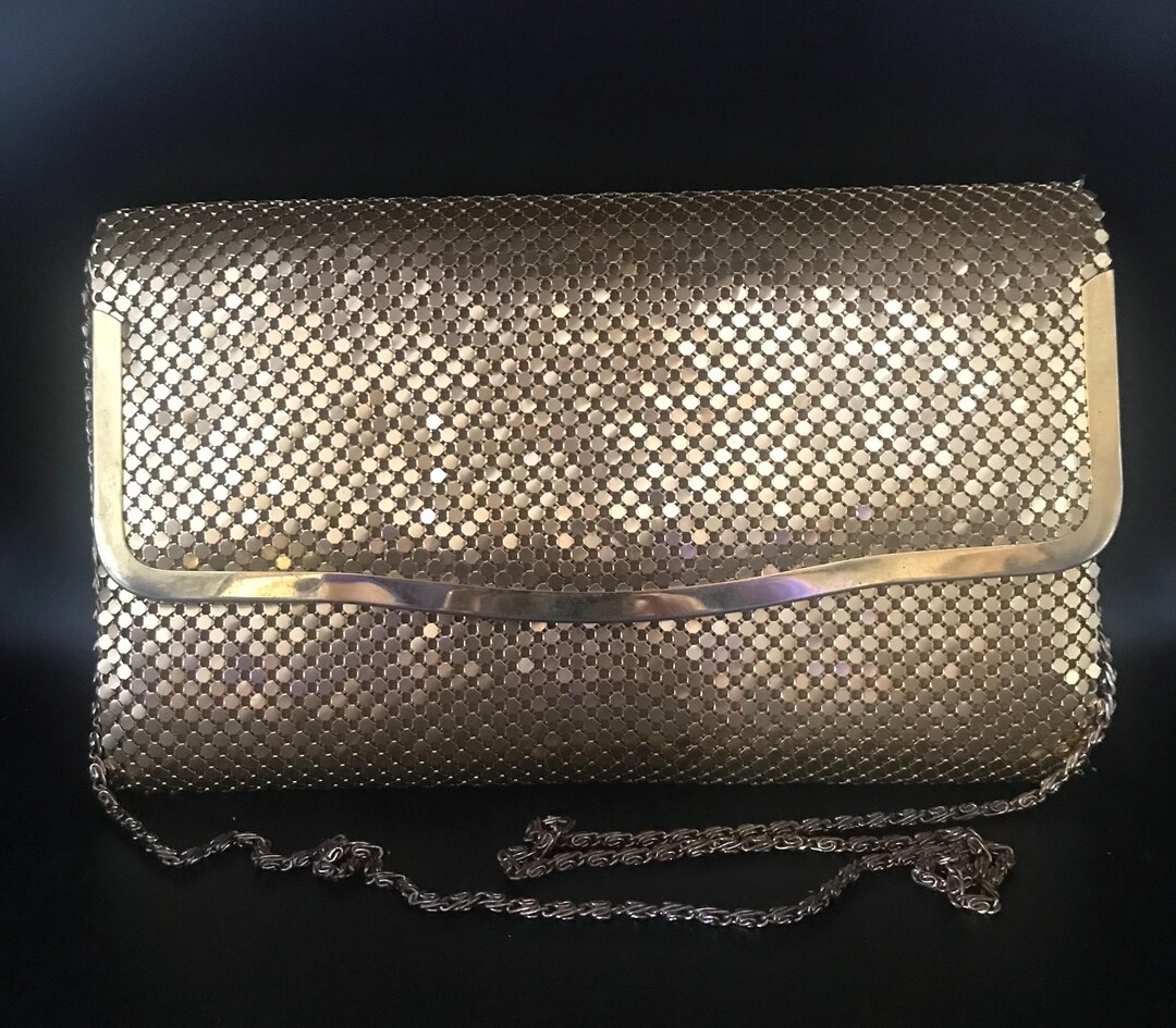 Metal Mesh Gold Tone Evening Clutch Bag Purse, Vintage Handbag, 1970s ...