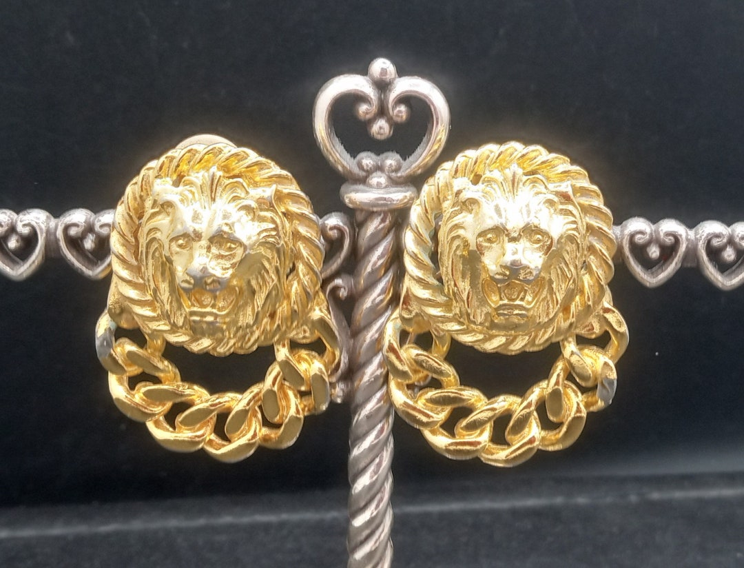 Vintage Lion Door Knocker Style Clip on Earring, 1980's 1990's Jewelry ...