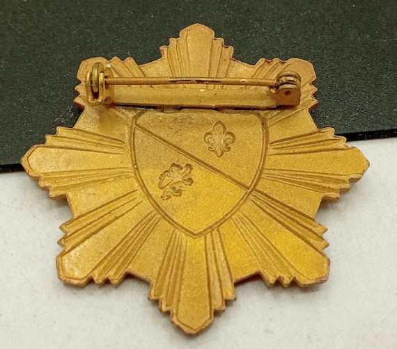 Vintage Heraldic Coat Of Arms Shield Crest Brooch Pin… - Gem