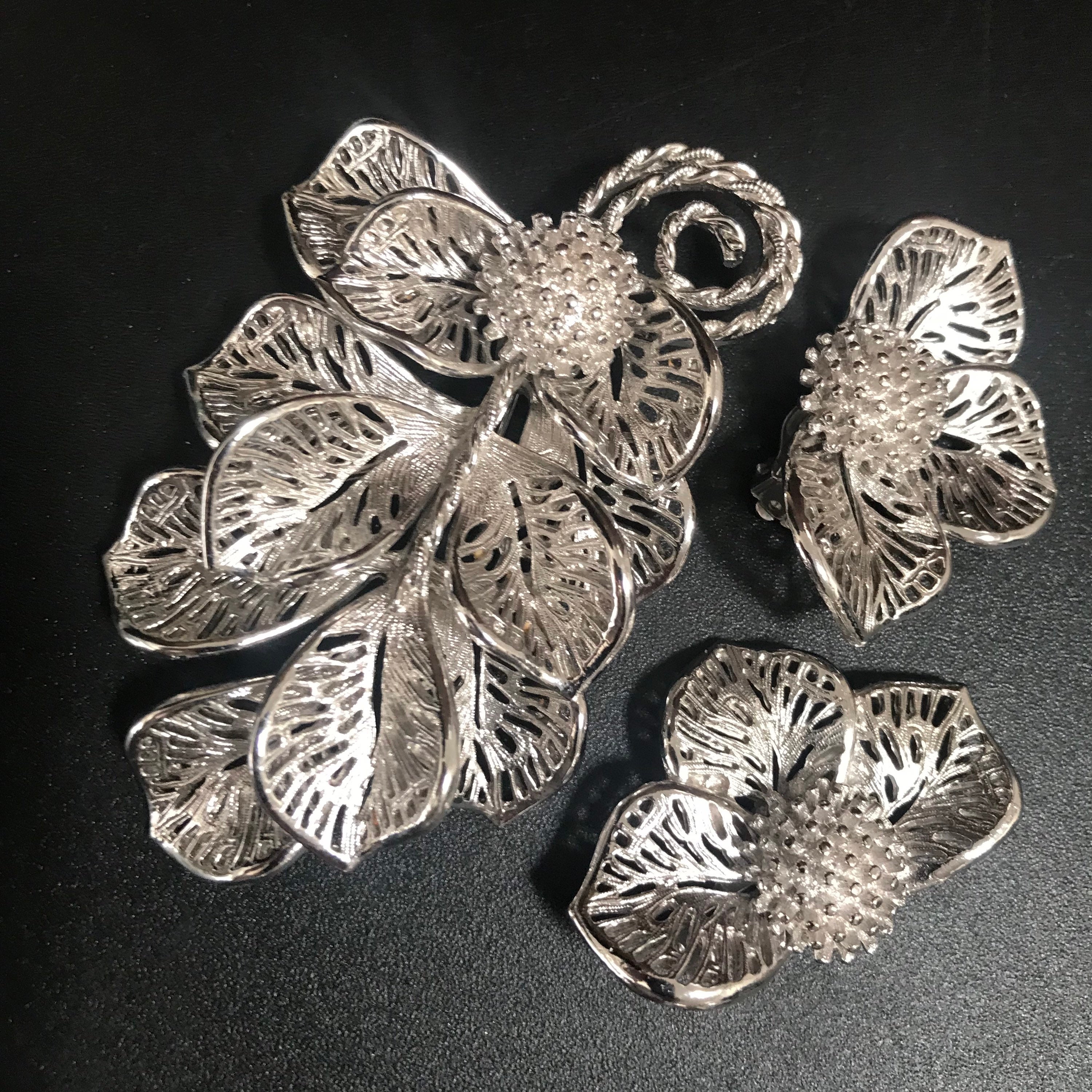 JUDY LEE Jewelry Set Vintage Floral Large Brooch Earring, Designer ...