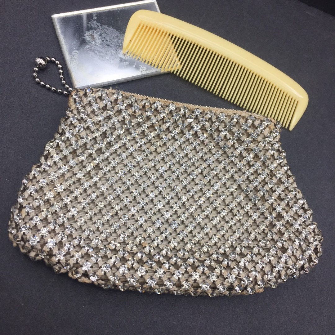 1930s 1940s Art Deco Era Rhinestone Coin Purse, Mirror & Comb - Etsy