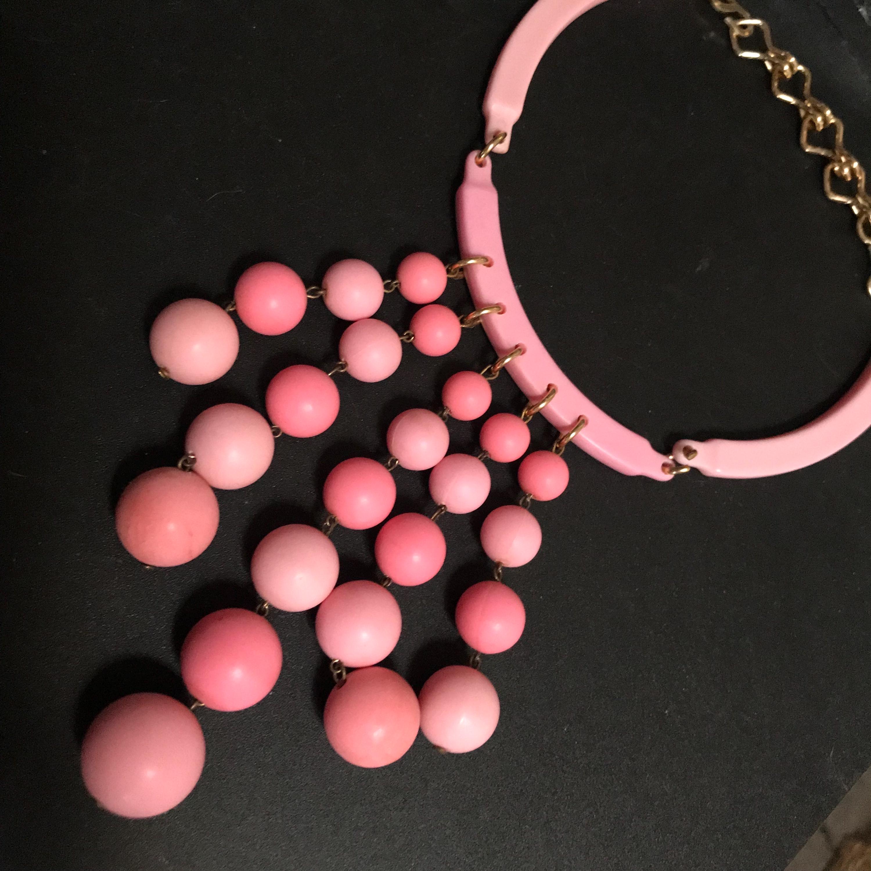 Vintage Pink Waterfall Bib Statement Necklace, Old Hollywood Glam ...