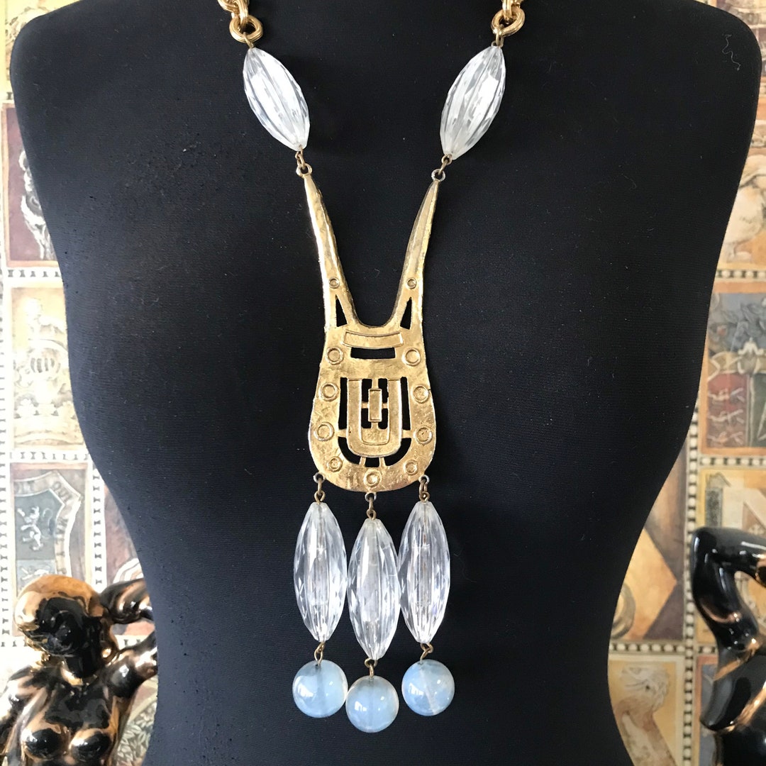 LA ROYALE Designer Signed Couture 1960s 1970s Tassel Pendant Necklace ...