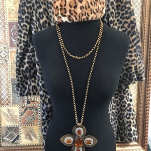 Darren Manus....nyc Designer Huge Rhinestone Glass Large Pendant Long ...