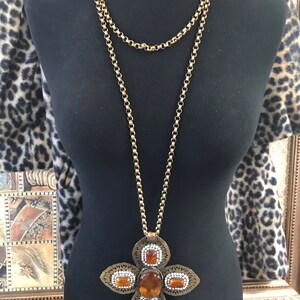 Darren Manus....nyc Designer Huge Rhinestone Glass Large Pendant Long ...