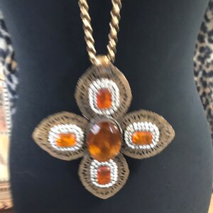 Darren Manus....nyc Designer Huge Rhinestone Glass Large Pendant Long ...
