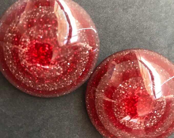 Vintage Deep Red Glitter Statement Clip on Earrings, New Old Stock ...
