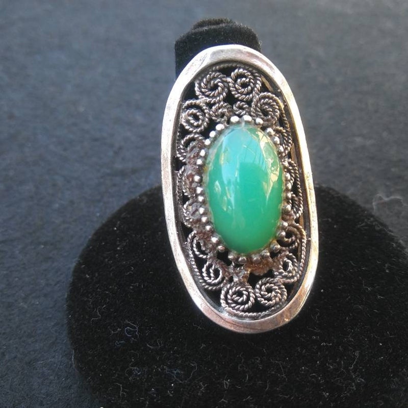 Green Stone Ring - Etsy
