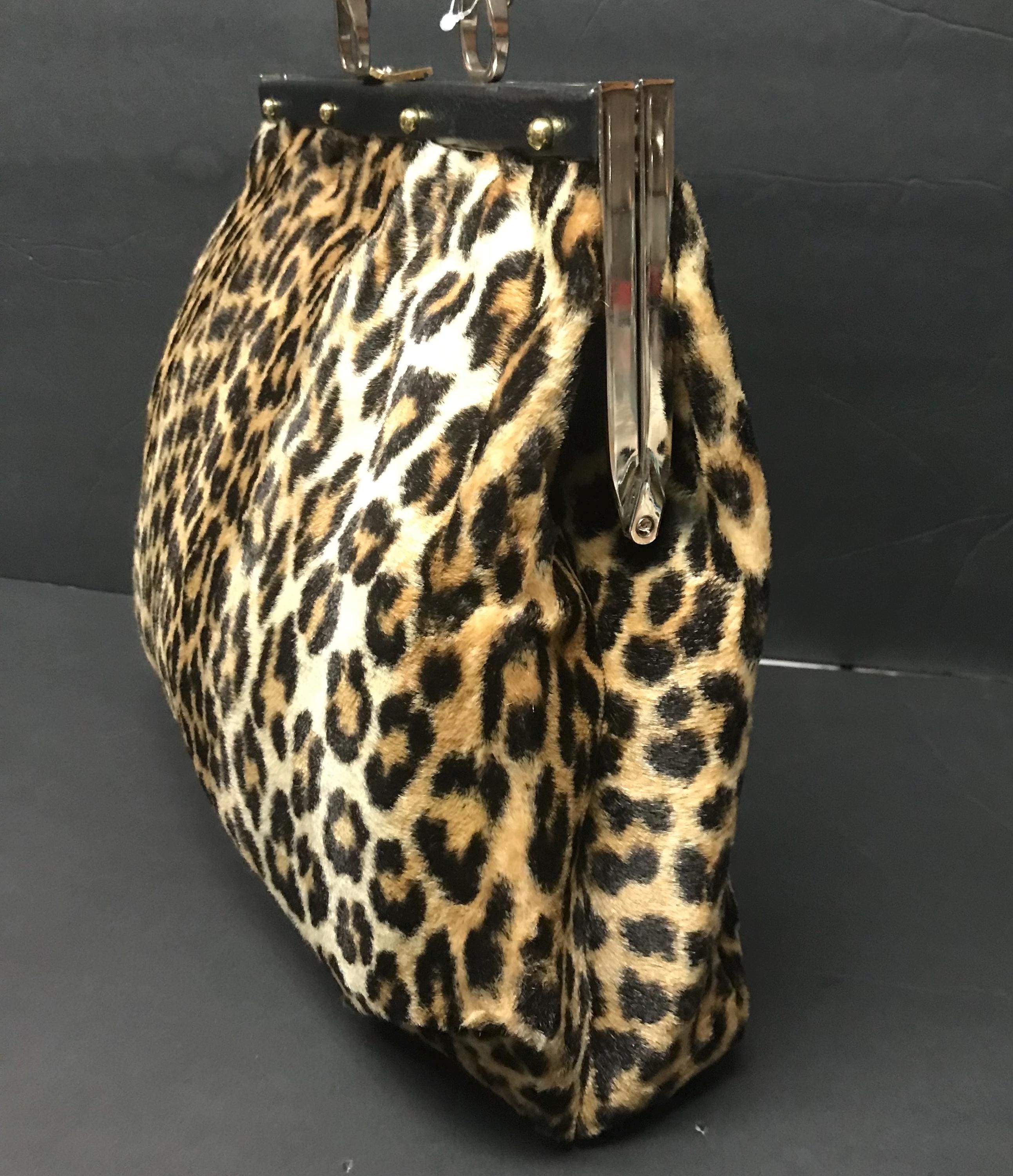RONAY Leopard Purse MOD BEATNIK Vintage 1960s Cat Faux Fur Handbag ...